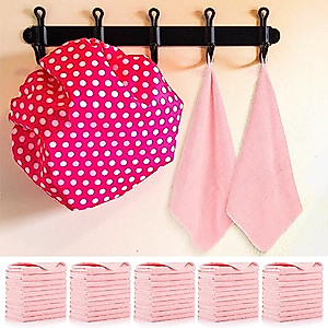 Preboun 100 Pack Washcloths Towel Set Pink Face Cloths Microfiber Baby Wash Cloth Cleaning Cloth Fast Drying Bath Towel Absorbent for Sport Girl Woman 12 x 12 Inches
