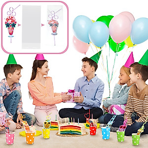 32 Pack Valentines Day Cards with Crazy Straws for Kids Valentine Gift Card Exchange with Heart Straws for Girls Boys School Class Exchange Gifts Prizes Valentine's Party Favors