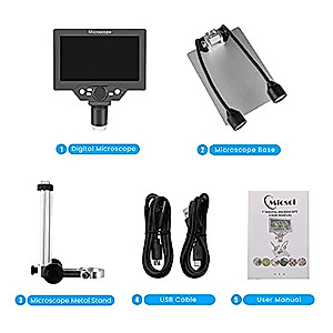 7 inch LCD Digital USB Microscope with 32G TF Card,Micsci 1200X Magnification 12MP 1080P Handheld Camera Video Recorder,PC View,Rechargeable Battery,Fill Lights for Coins PCB Soldering Circuit Board