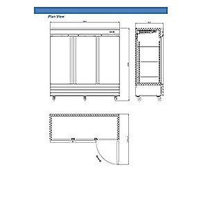 New Xiltek Three Door All Stainless Steel Reach In Freezer 72 Cu. Ft