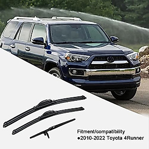 3 wipers Replacement for 2010-2022 Toyota 4Runner, Windshield Wiper Blades Original Equipment Replacement - 24"/20"/12" (Set of 3) U/J HOOK