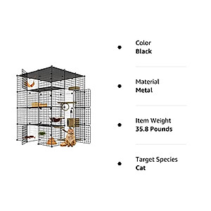 Eiiel Large Cat Cage Enclosures with Balcony Indoor DIY Cat Playpen Detachable Metal Wire Kennels Crate 2x3x3 Large Exercise Place Ideal for 1-3 Cat