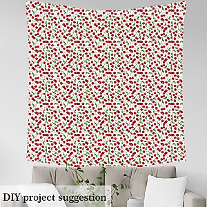 Cherry Fabric by The Yard,Cherry Design Fresh Berry Fruit Upholstery Fabric,Summer Garden Indoor Outdoor Fabric,Cabin Lodge Cherries with Leaves DIY Waterproof Fabric,1 Yard,Red Greem