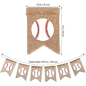 Amosfun Sport Theme Party Banner Vintage Burlap Baseball Pattern Happy Sport Bunting Banner for Sport Baseball Lover Boy Birthday Decoration