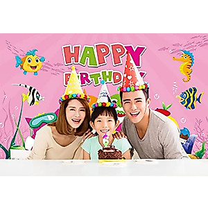 Baby Shark Birthday Backdrop Party Supplies,Blue Cartoon Whale Sign Poster Large Fabric Shark Sign Birthday Photo Backdrop Backgroud for Birthday Party Decoration Supplies,59 x 39 Inch