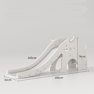 Kids Slide for Toddler with Basketball Hoop Plastic Freestanding Indoor Slide 3 Enclosed Steps Toddler Slide Ring Toss Game White