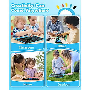 bravokids LCD Writing Tablet Board, 12inch Colorful Doodle Board Drawing Pad Toys for 3-8 Years Girls Boys, Toddler Educational & Learning Birthday Gift for Age 3 4 5 6 7 8 Years Old Kids, Blue