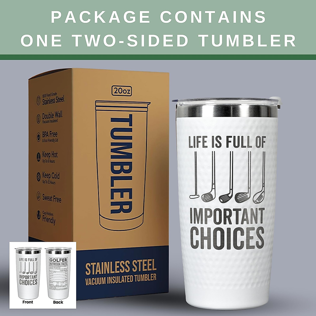 Golf Gifts for Men - Golf Christmas Gifts - Golf Gifts for Men Unique - Golf Gifts for Dad, Dad Golf Gifts - Funny Golf Gifts for Men Him, Dad Uncle, Husband Boyfriend, Golf Lovers - 20 Oz Tumbler