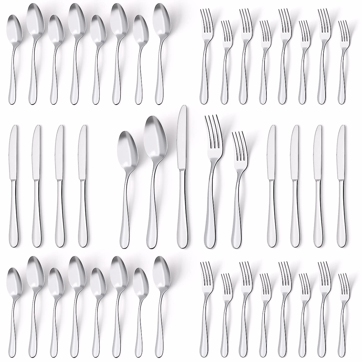 Moretoes Silverware Set for 8, 40Pcs Cutlery Set, Stainless Steel Set, Mirror Polished Flatware Sets, Include Knife Fork Spoon Set