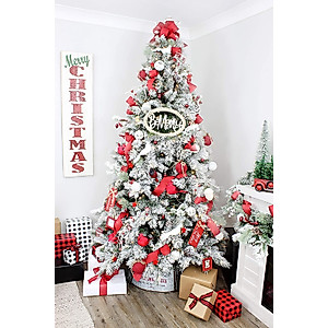 AuldHome Beaded Wooden Christmas Sign, "Be Merry" Oval Wood Holiday Decor Hanging Sign