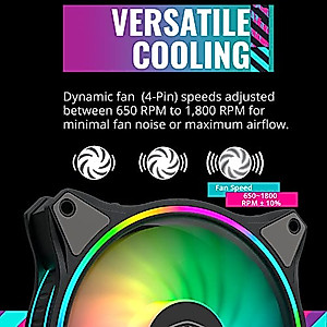 Cooler Master MasterFan MF120 Halo 3n1Fans, Duo-Ring ARGB Customizable Lighting, 120mm PWM Static Pressure, ARGB Header Extender For PC Case, Liquid and Air Cooler (MFL-B2DN-18NPA-R1),Black