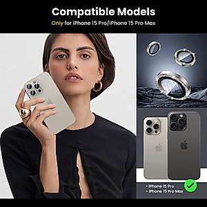 Tensea for iPhone 16 Pro Max/16 Pro/15 Pro Max/15 Pro/12 Pro Max Camera Lens Protector, Metal Aluminum Alloy Tempered Glass Cover Camera Screen Protector Accessories, Case Friendly