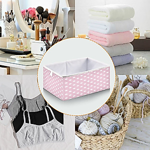 Kigai Polka Dot Pink Cube Storage Bins - 11x11x11 In Large Foldable Storage Basket Fabric Storage Baskes Organizer for Toys, Books, Shelves, Closet, Home Decor