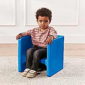ECR4Kids Tri-Me Table and Cube Chair Set, Multipurpose Furniture, Blue, 3-Piece
