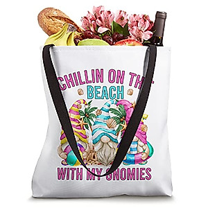 Chillin With My Gnomies For Beach Girls Funny White Summer Tote Bag