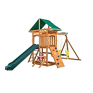 Sky View Cedar Backyard Playset | W: 17'10" D: 9'4" H: 9'9" | w/2-Person Glider & 2 Belt Swings | Binoculars, Steering Wheel & Telescope | Kids Age 3-12 | ASTM Standards | 10-Year Warranty on Wood