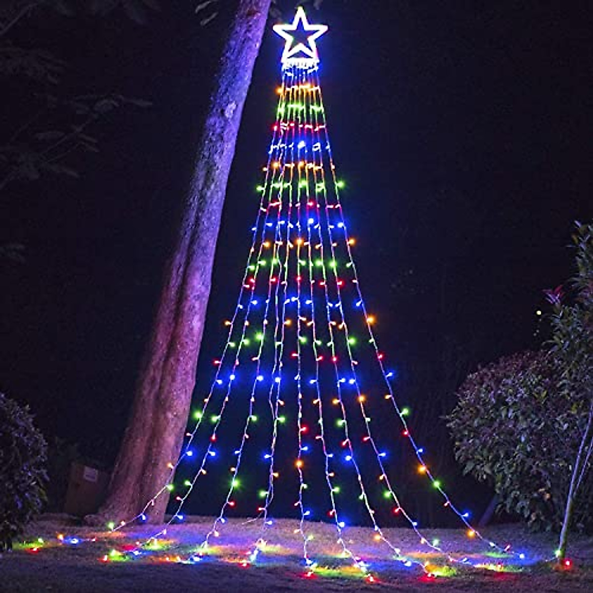 Outdoor Christmas Decorations Star String Lights, 320 LED 11.5 ft Waterfall Tree Lights with 8 Lighting Modes Christmas Star Lights for Indoor Outdoor Yard Home Festival Party Xmas New Year Decor