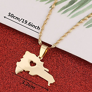 The Dominican Republic Map Pendant Jewelry Women Gold Color Jewelry Map of Dominican
