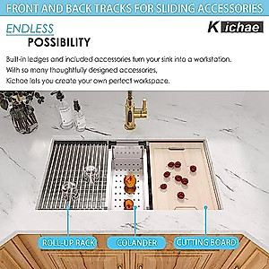 27 Undermount Kitchen Sink - Kichae 27"x19" Kitchen Sink Ledge Workstation Stainless Steel 18 Gauge Single Bowl Under Counter Sink Basin All In One Deep Sink With Cutting Board