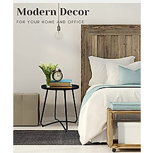 Icerona Outdoor Side Table, Small Round End Table with Tray top, Waterproof Metal Patio Side Table for Garden Balcony Entryway, Easy Assembly