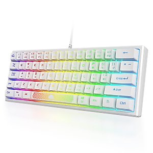 Ajazz K61 60% Percent Keyboard,RGB Backlit Wired Compact Mechanical Feeling Gaming Keyboard with Quick Quiet Typing,19 Anti-Ghosting Keys Membrane USB Cable for Windows Laptop PC Mac.