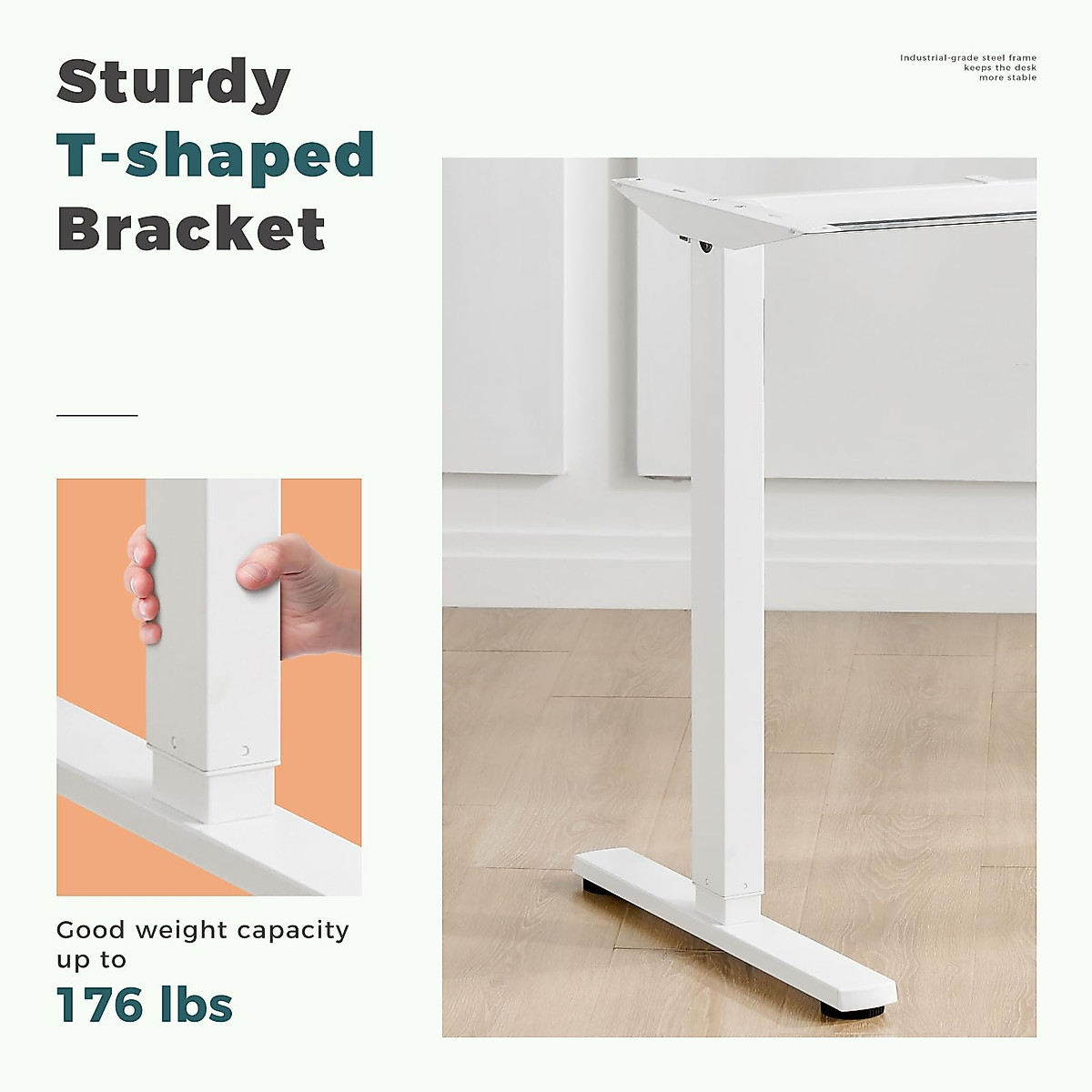 SMUG Standing Desk, 55x24 Inch Ergonomic Adjustable Height Electric Sit Stand Up Down Computer Table with Whole-Piece Desktop Board, Computer Workstation for Home Office, White(2 Packages)