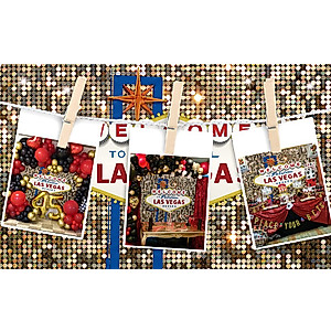 Cenven Welcome to Las Vegas Backdrop Fabulous Casino Night Poker Party Movie Themed Photography Background Gold Luxury Prom Costume Dress-up Birthday Party Supplies 7x5FT