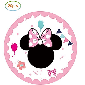 Birthday Party Supplies for Pink Minnie, Include 20 Plates and 20 Napkins, Pink Minnie Birthday Party Decorations