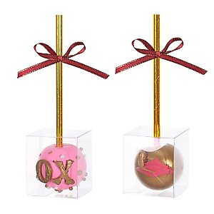 ROSPAKTEK 100Pcs 1.75" x 1.75" x 2" Single Clear Cake Pop Boxes Packaging with Hole Small Plastic Clear Treat Boxes for Wedding Favors Party Valentine's Halloween Easter Father's Mother's Day