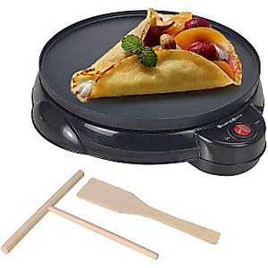 Health and Home Electric Crepe Maker - 10"Crepe Pan,Crepe Griddle, Non-stick Pancake Maker - Easy Clean & Includes Wooden Spatula, Batter Spreader