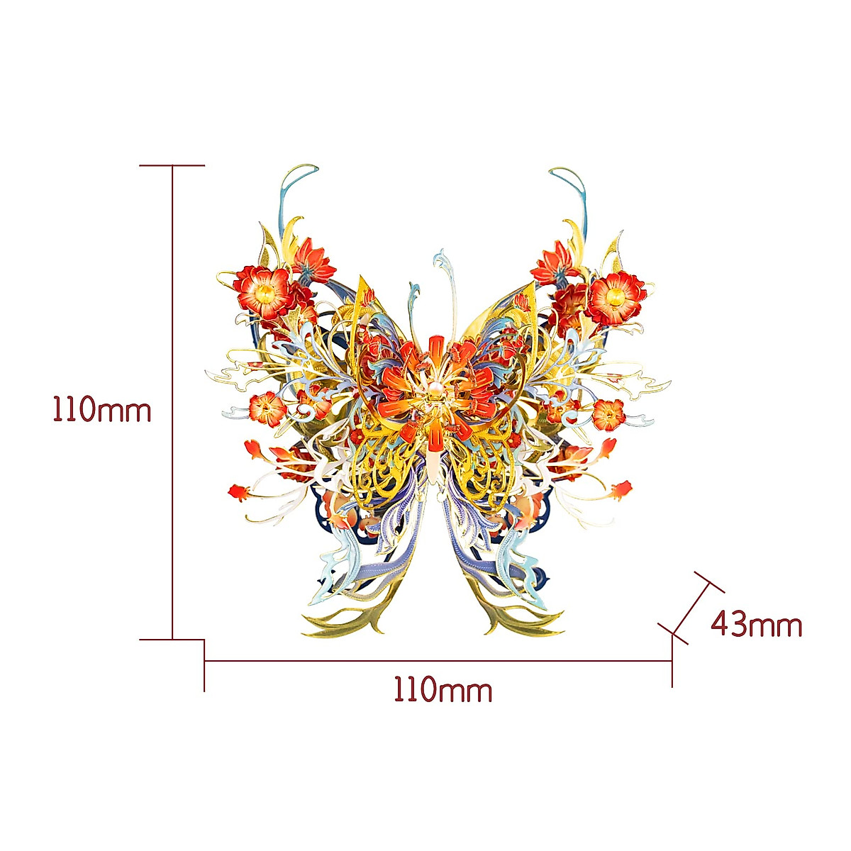 MU 3D Metal Puzzle Model Kits for Adult Flower and Butterfly D-Sunset, Assembled Metal Insects Puzzles for Beginner to Build, Birthday Xmas Gifts Brain Teaser DIY Set Home Decor