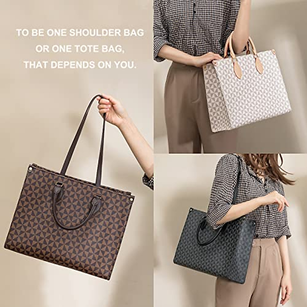 Alena Culian Womens Leather Handbag With Shoulder Strap Foral Pattern PVC Top Handle Large Tote Satchel Crossbody Shoulder Bags (White)