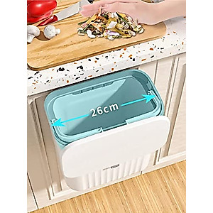 MOFU Kitchen Hanging Trash Can, 2.4 Gallon Compost Bin with Lid for Kitchen Bathroom Living Room, White