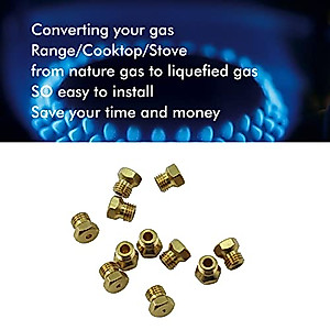 MCAMPAS Range Stove Oven Orifice Conversion Kit Propane Lp Natural Gas Brass Jet Burner Nozzle Replacement Parts M6x0.75 mm Gas Spray Tip 0.3/0.4/0/7/0.8/0.9/1.0/1.1/1.2/1.5/1.7/1.9mm Total 36PCS