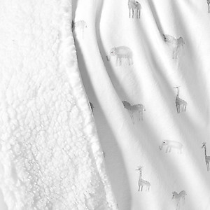 Lush Decor Baby Jungle Adventure Sherpa Blanket, Gray 30" x 40"