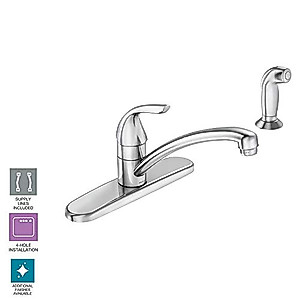 MOEN Adler Single-Handle Low Arc Standard Kitchen Faucet with Side Sprayer in Chrome