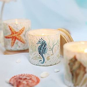 Gorge Moment Scented Candles, 6 Pack Candles for Home Scented, Ocean Themed Glass Jar Candle with Wooden Lid, Aromatherapy Candle Gifts Set for Anniversary Birthday Christmas Mother Valentine's Day