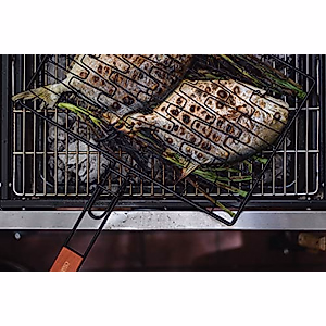 Charcoal Companion CC3150 Flexi Non-Stick Basket with Folding Handle for Easier Storage, Perfect for Grilling Fish, Steaks & More