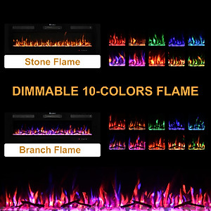 Electric Fireplace, 60 inch Recessed Wall Mounted Fire Place Heater with Remote Control Timer LED Adjustable Flame for Living Room Bedroom