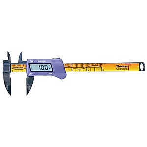 Thomas - 3418 Digital Caliper, Carbon Fiber, Inch/Metric, Narrow Tip Jaw, 0-6" Range, +/-0.01" Accuracy, 0.01" Resolution, Meets ISO 17025 Specifications