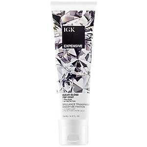 IGK EXPENSIVE Clear Gloss Top Coat, expensive hair gloss, expensive hi-shine gloss treatment, amla oil hi-shine topcoat glaze, glazed donut hair 4.2 Oz