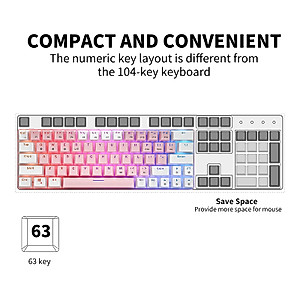 NORCHE 60% Mechanical Gaming Keyboard,Wired/Bluetooth 5.0 Modes,RGB Backlit Ultra-Compact Mini Keyboard, Compact 63 Keys Keyboard for PC/Mac Gamer, Office, Gaming, Home Office