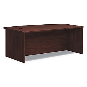 HON Foundation Laminate Bowfront Desk Shell, 72" x 42", Mahogany