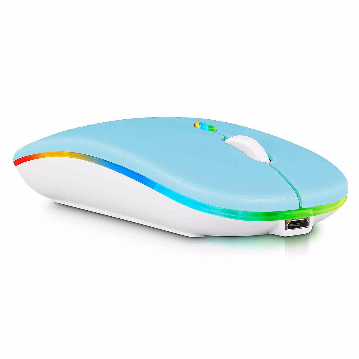 UrbanX Bluetooth Rechargeable Mouse for Lenovo 81UT00EAUS IdeaPad Laptop Bluetooth Wireless Mouse Designed for Laptop/PC/Mac/iPad pro/Computer/Tablet/Android RGB LED Turquoise