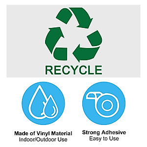PATIKIL Trash Recycle Sticker, 6 Pcs 5" Dia Recycle Sign Decal Symbols Sticker Recycling Label for Trash Can Waste Management in Kitchens, Offices, Public Spaces