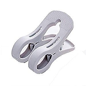 2Pcs Beach Towel Clips, Large Size Windproof Plastic Clips, Bathroom Towel Clips, Quilt Clamps Clothes Pegs for Home Pool Chairs, Laundry, Sunbeds and Sun Loungers (White)