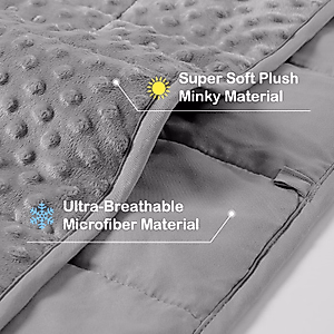 Sivio Weighted Lap Blanket, Minky Dots Weighted Blanket,Soft and Cozy Cooling Heavy Blanket, Calm and Nap, School and Home,2lbs 20 x 30inches, Grey