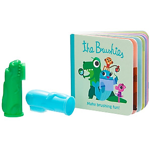 The Brushies Chomps & Willa Baby & Toddler Toothbrush 2-Pack & Storybook Set/Dental Item and Book/Youth Tooth & Gum Care/Ages 4 Weeks to 4 Years