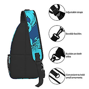 loquehv Octopus Navy Blue Kraken Nautical Sling Backpack Chest Bag Waterproof Crossbody Shoulder Bag, Small Travel Hiking Daypack For Men Women Hiking Outdoor