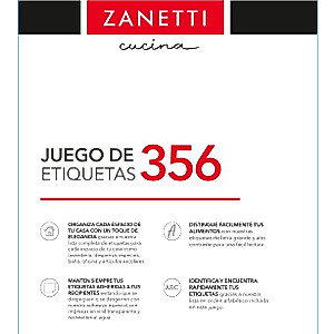 Zanetti Pantry Labels for Food Containers, Kitchen Food Labels for Storage Canisters & Jars, in Spanish (Black)